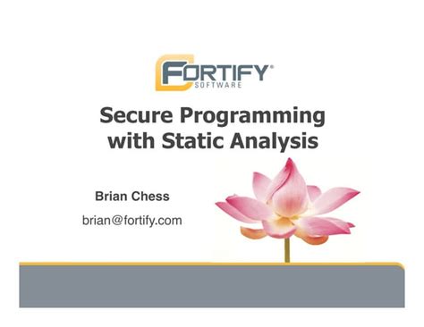 Secure Programming With Static Analysis Ppt
