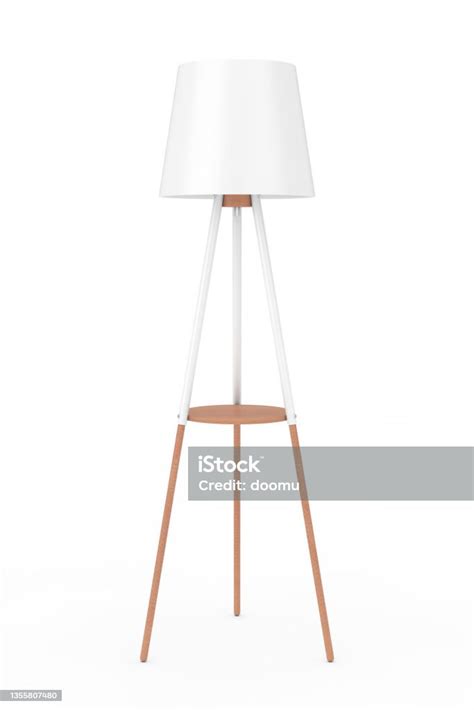 화이트 실크 쉐이드와 나무 다리와 아늑한 장식 삼각대 로프트 거실 침실 사무실 바닥 램프 3d 렌더링 0명에 대한 스톡 사진 및 기타 이미지 Istock