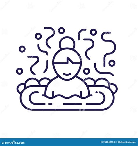 Water Massage Jacuzzi Therapy Line Art Icon Stock Vector Illustration