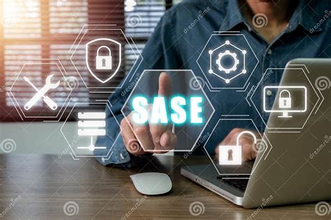 sase secure access service edge concept person hand touching secure