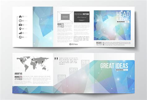 세트 트라이폴드 브로셔 스퀘어 디자인 템플릿 추상적임 색상화 2차 도형에 대한 스톡 벡터 아트 및 기타 이미지 2차 도형 3단 브로슈어 건축물 Istock