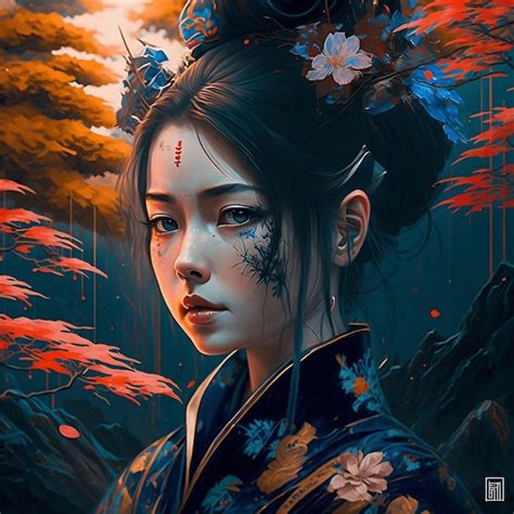 Hermosa Chica Japonesa En Kimono Foto Premium