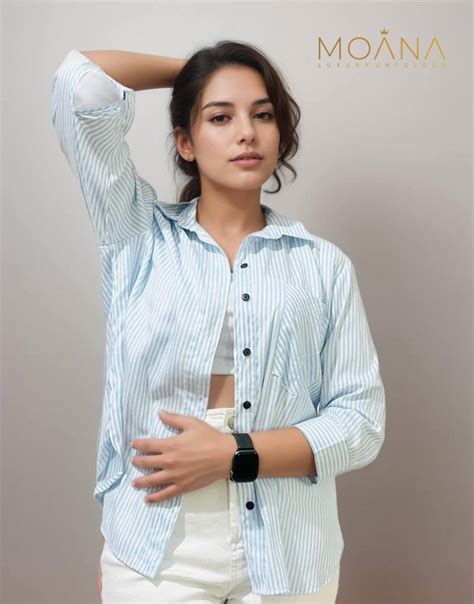 Sky Blue Stripe Breezy And Oversized Style Moana Fashion