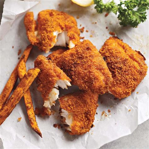 Spicy Oven Baked Fish And Sweet Potato Fries