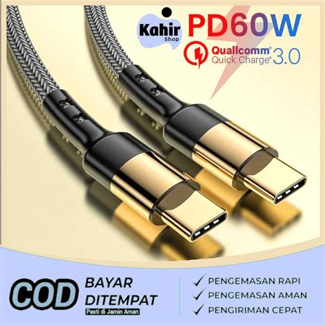 Jual Kabel Data Charger 3A USB Type C To Type C Fast Charging 10V Gold Plated 1 2Meter Shopee