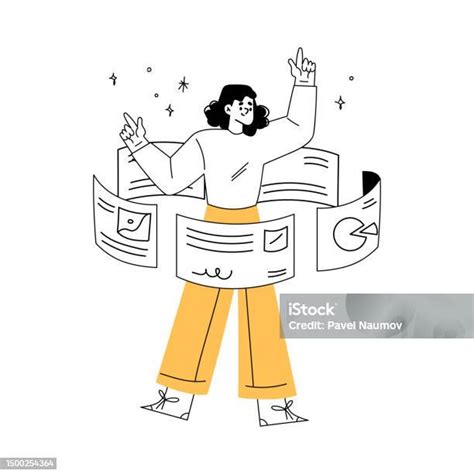여성 캐릭터 관리 작업 벡터 일러스트레이션을 통한 생산성 가득 찬에 대한 스톡 벡터 아트 및 기타 이미지 가득 찬 개념