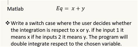 Solved Matlab Eqxy Write A Switch Case Where The User
