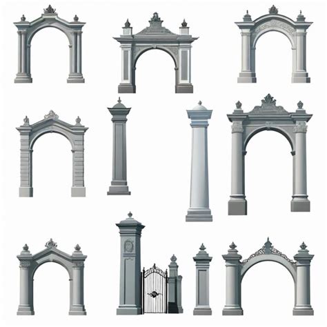 Gateway Vector Set White Background Isolated A High Qual Premium Ai
