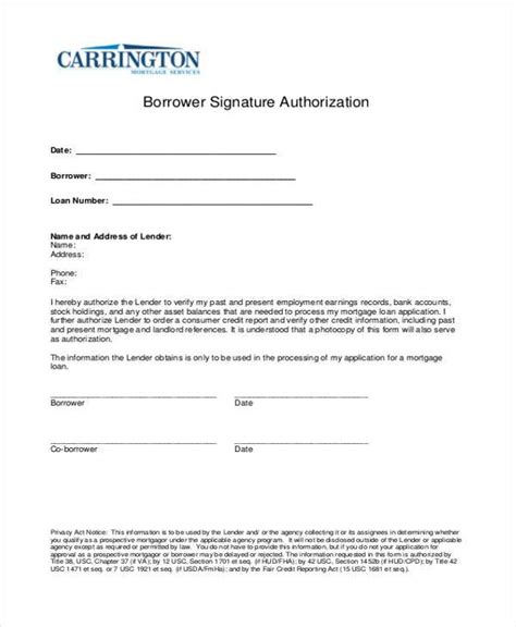 Borrowers Authorization Form