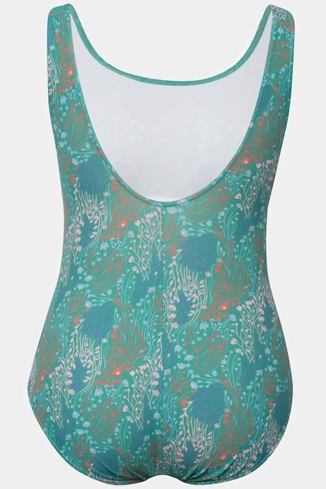 Coral Print One Piece Cupless Swimsuit Swimsuits Swimwear