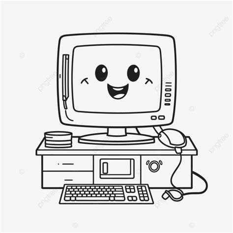 Drawing Of A Smiling Computer System Outline Sketch Vector Wing Drawing Computer Drawing Easy
