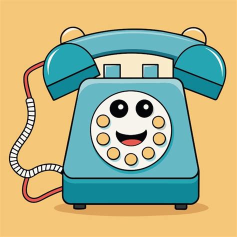 Um Desenho Animado De Um Telefone Com Um Rosto Sorridente Vetor