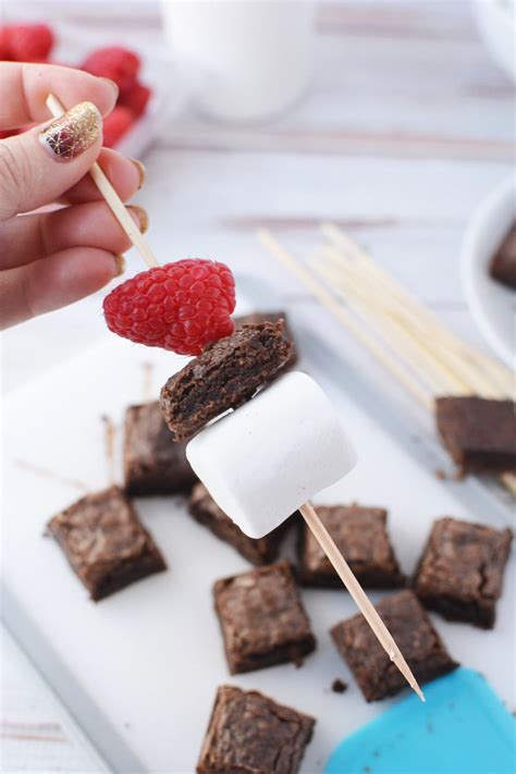Raspberry Brownie Skewers Easy Dessert Kabobs A Magical Mess