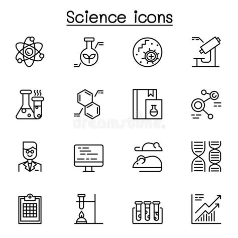 Science Icon Set In Thin Line Style Stock Vector Illustration Of