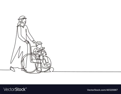 Single Continuous Line Drawing Rehabilitation Vector Image