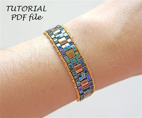 Tutorial Beaded Bracelet Tila Bead Pattern Beading Tutorial Bracelet