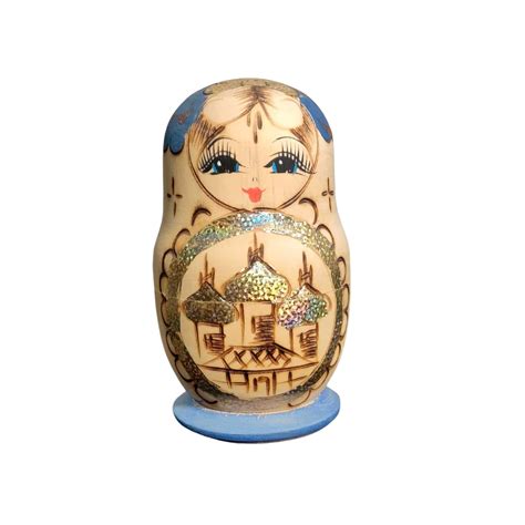 3 Stack Babushka Doll Blue Gold