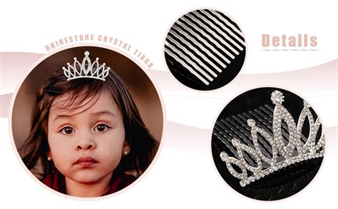 Brishow Silver Girls Tiara Comb Crystal Princess Tiaras