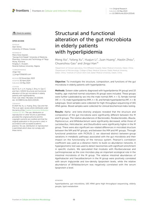Pdf Structural And Functional Alteration Of The Gut Microbiota In Elderly Patients With