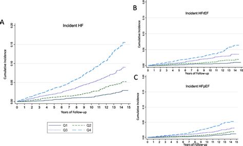 Unadjusted Kaplanmeier Survival Curves For Incident Hf By Al Quartile