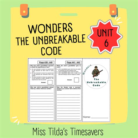 The Unbreakable Code Grade 5 Wonders Made By Teachers