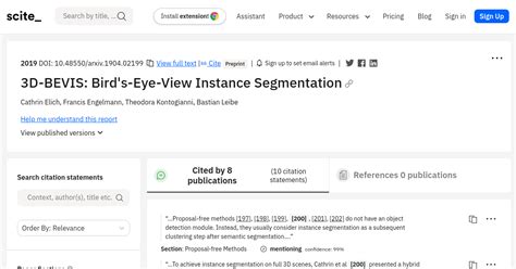 3d Bevis Birds Eye View Instance Segmentation Scite Report