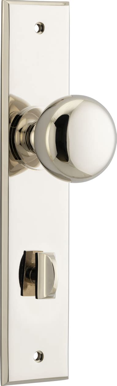 Cambridge Knob Chamfered Backplate Privacy Polished Nickel Iver