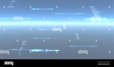 image of data processing and particles recording on glowing blue