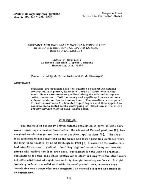 Pdf Buoyant And Capillary Natural Convection In Infinite Horizontal