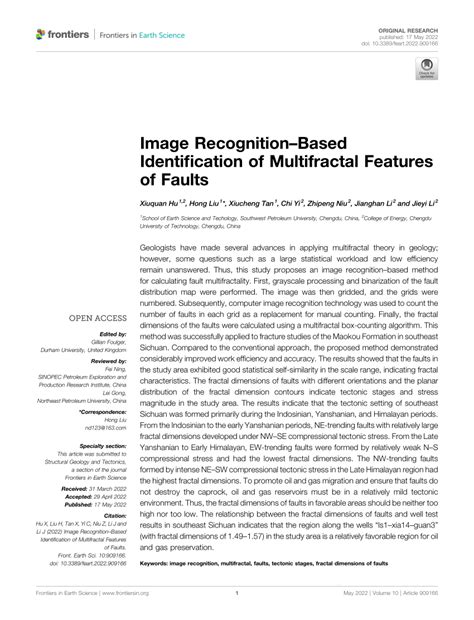Pdf Image Recognitionbased Identification Of Multifractal Features Of Faults
