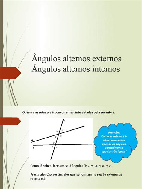 3 Ângulos Alternos Externos E Alternos Internos Pdf Ensino De