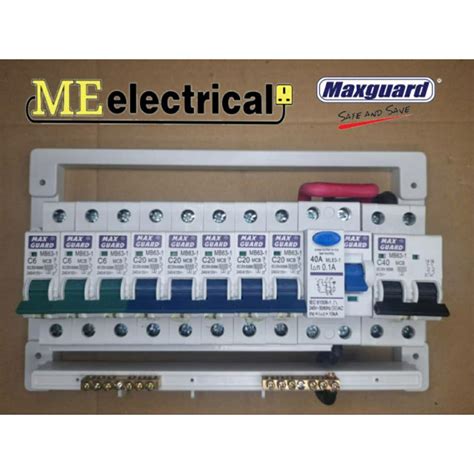 DB BOX 12 5way Full Set Maxguard MCB 6A 20A ELCB 40A Main Switch