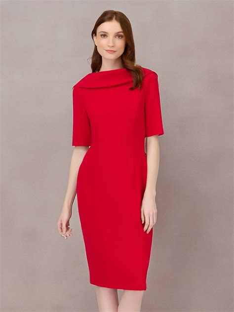 Adrianna Papell Womens Roll Neck Sheath With V Backred Adrianna Papell