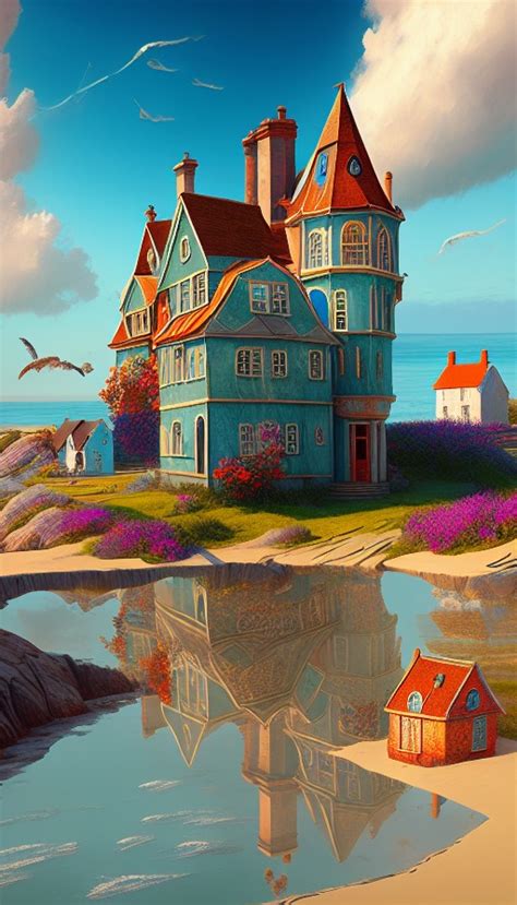 Dreamlikeart Ancient Houses Arthouse Art In The Style Of Seasid