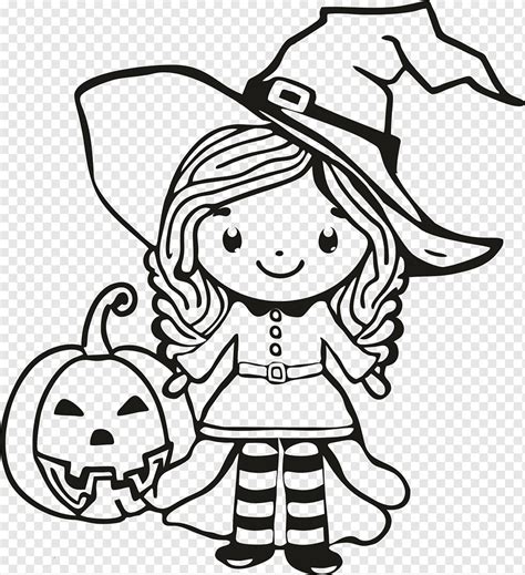 마녀 할로윈 만화 소녀 마법 만화 캐릭터 호박 잭 오 랜턴 공상 라인 아트 Png Pngwing