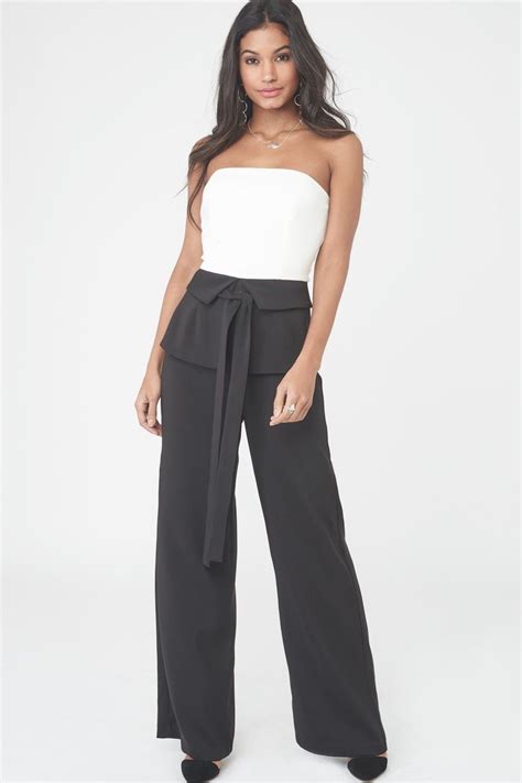 Lavish Alice Strapless Monochrome Jumpsuit FINAL SALE