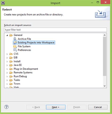 adding existing project folders to the project explorer in eclipse n3