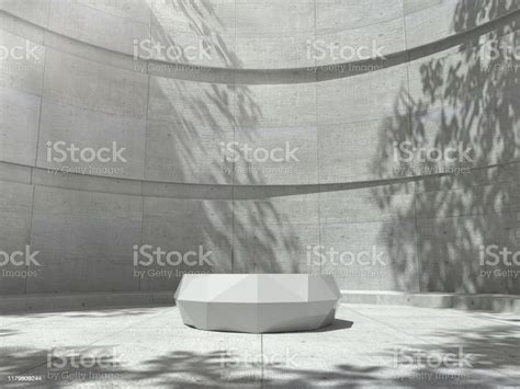 디스플레이용 흰색 받침대 디자인 플랫폼 빈 제품 벽에 나무 그림자가있는 빈 방 3d 렌더링 0명에 대한 스톡 사진 및 기타 이미지 Istock
