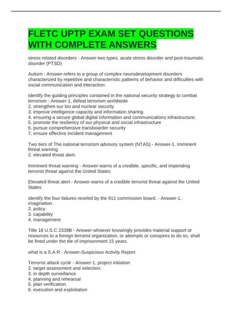 FLETC UPTP EXAM SET QUESTIONS WITH COMPLETE ANSWERS FLETC Stuvia US