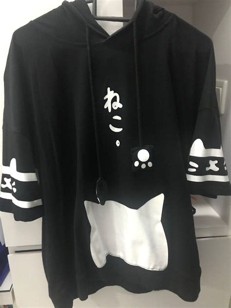 Black Cat Hoodie Womens Fashion Tops Other Tops On Carousell