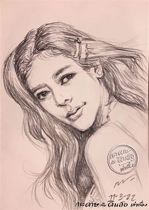 Portrait Sketch Drawing วาดเส้น แตงโม นิดา แตงโม สี วาดเขียน