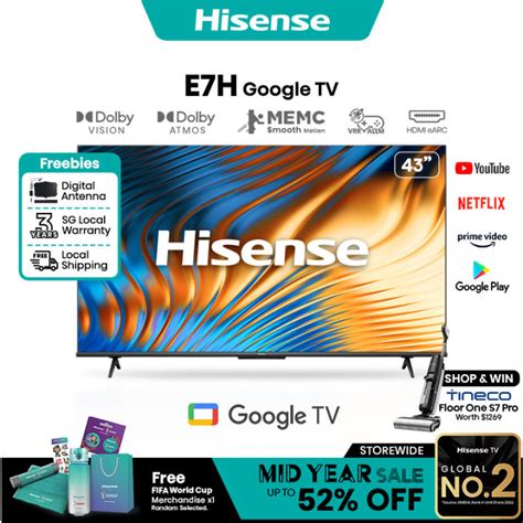 Hisense E7k Smart Tv 43 Inch Dolby Vision Atmos Vrr Allm Memc