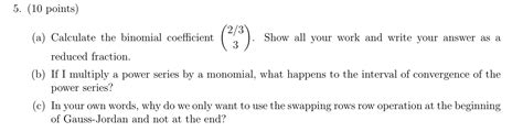 Solved A Calculate The Binomial Coefficient 2 33 Show Chegg Com