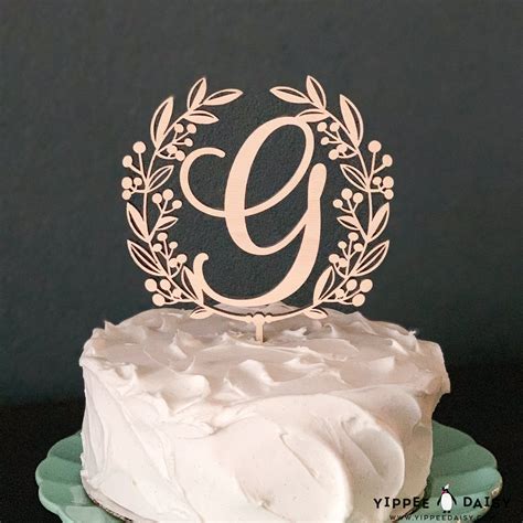 Cake Topper Monogram By Luxtomi Personalized Wooden Cake Topper Script