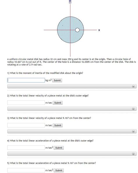 Solved A Uniform Circular Metal Disk Has Radius 32 Cm And