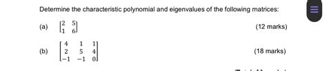 Solved Determine The Characteristic Polynomial And