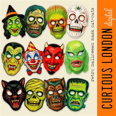 Retro Halloween Faces Etsy Uk