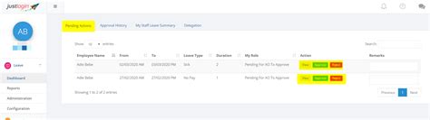 Show Pending Actions Or Pending Leaves To Be Approve Justlogin Faq