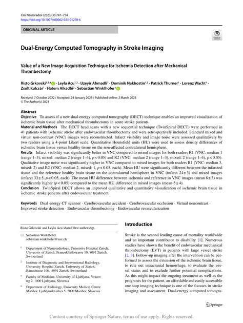 Pdf Dual Energy Computed Tomography In Stroke Imaging
