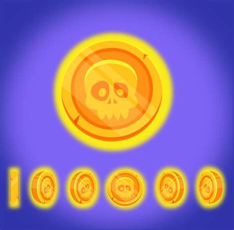 Icône De Pièce De Monnaie Pirate Animée Pour Jeu Mobile Vecteur Premium